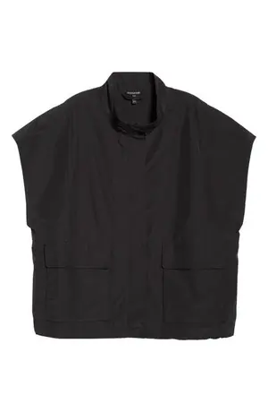 Eileen Fisher Stand Collar Recycled Blend Vest - Black
