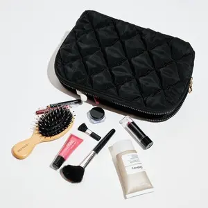 URBAN EXPRESSIONS Quilted Puffer Nylon Dome Pouch - Black