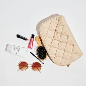 URBAN EXPRESSIONS Quilted Puffer Nylon Dome Pouch - Cream