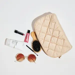 URBAN EXPRESSIONS Quilted Puffer Nylon Dome Pouch - Cream