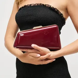 URBAN EXPRESSIONS Irene Patent Asymmetrical Evening Bag - Red