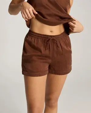 NUDEA Eco-luxe Drawstring Boxer Short - Cocoa