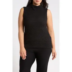 Eileen Fisher Textured Organic Cotton Blend Tank - Black