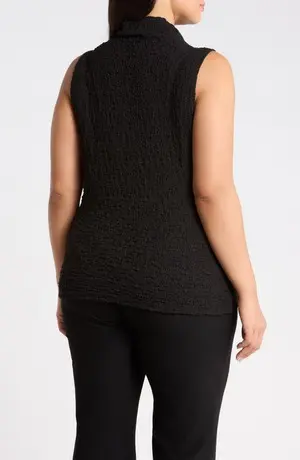 Eileen Fisher Textured Organic Cotton Blend Tank - Black