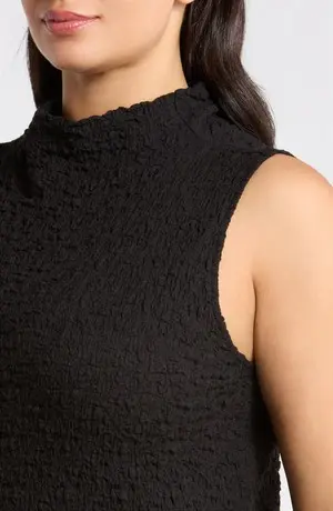 Eileen Fisher Textured Organic Cotton Blend Tank - Black