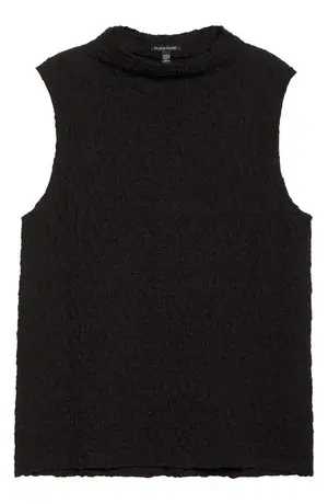 Eileen Fisher Textured Organic Cotton Blend Tank - Black