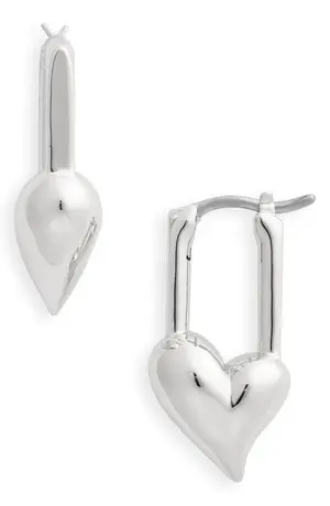 Jenny Bird Padlock Heart Huggie Hoop Earrings - High Polish Silver