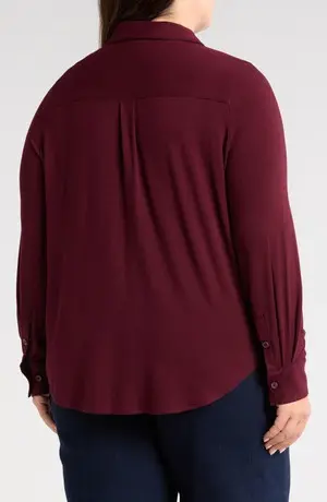 Universal Standard Elbe Button-up Shirt - Black Cherry
