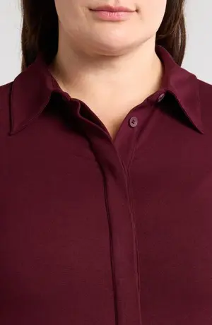 Universal Standard Elbe Button-up Shirt - Black Cherry