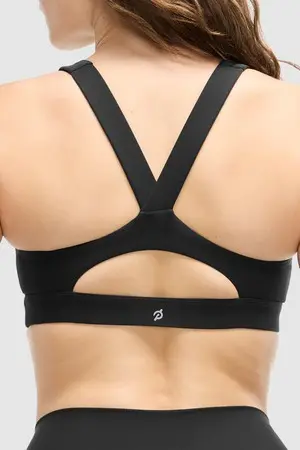 PELOTON Cadent Mid Neck V Strap Bra - Jet Black