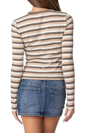 EDIKTED Sivan Stripe Stretch Cotton T-shirt
