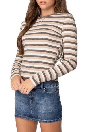 EDIKTED Sivan Stripe Stretch Cotton T-shirt