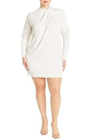 City Chic Wrap Neck Mini Dress