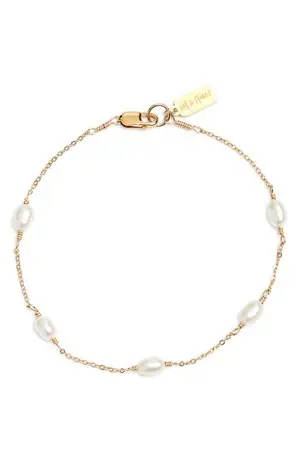 SET & STONES Madeline Freshwater Pearl Station Bracelet - Gold