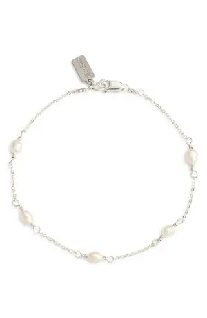 SET & STONES Madeline Freshwater Pearl Station Bracelet - Silver