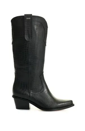 VELEZ Embossed Leather Mid-calf Boots