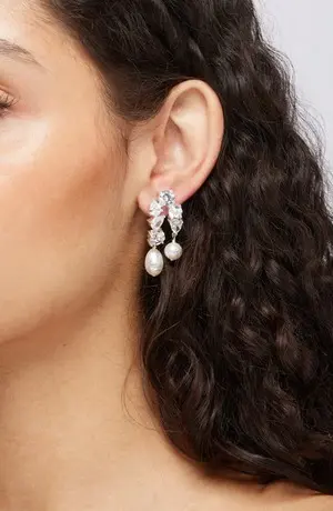Completedworks Cubic Zirconia & Freshwater Pearl Drop Earrings - Silver Plated