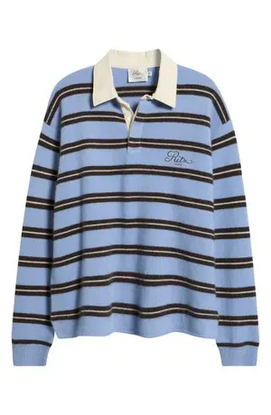 FRAME X The Ritz Paris Stripe Long Sleeve Cashmere Polo Sweater