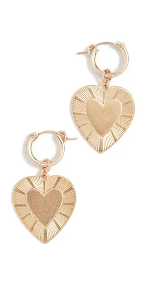 Brinker & Eliza Embossed Heart Huggie Earrings - Gold