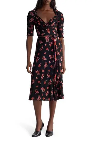 Diane Von Furstenberg Carmen Floral Mesh Midi Dress