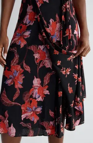 Diane Von Furstenberg Carmen Floral Mesh Midi Dress
