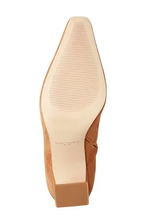 Marc Fisher Ellsie Suede Ankle Bootie With Chunky Heel - Medium Natural