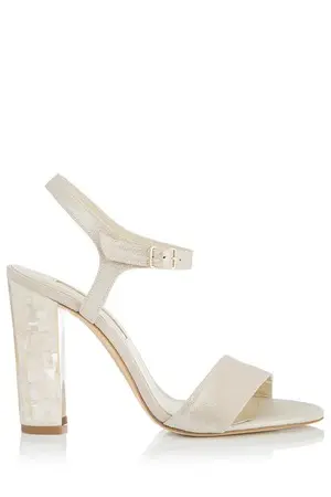 FREYA ROSE Martina Ankle Strap Pearl Heel Sandal - Champagne