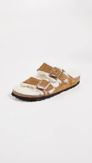 BIRKENSTOCK Arizona Shearling Sandals - Mink