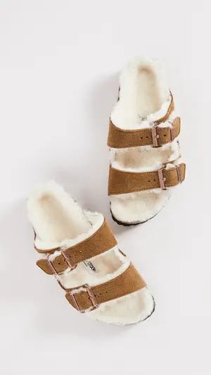 BIRKENSTOCK Arizona Shearling Sandals - Mink