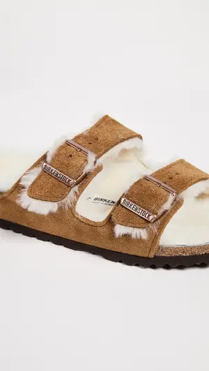 BIRKENSTOCK Arizona Shearling Sandals - Mink