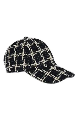 Eugenia Kim Windowpane Tweed Baseball Cap - Black/beige