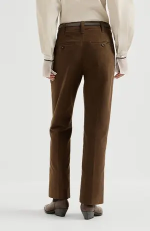 Brunello Cucinelli Stretch Cotton Moleskin Cigarette Trousers
