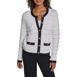 Karl Lagerfeld Paris Imitation Pearl Fringe Cardigan
