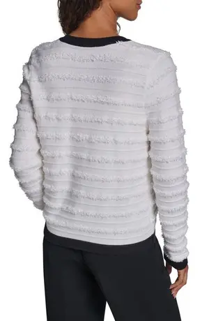 Karl Lagerfeld Paris Imitation Pearl Fringe Cardigan