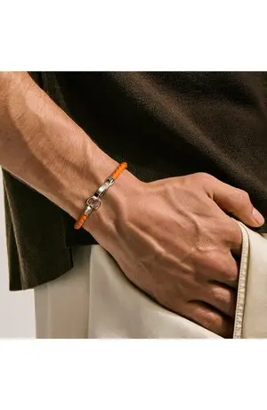 John Hardy Braided Leather Hook Clasp Bracelet