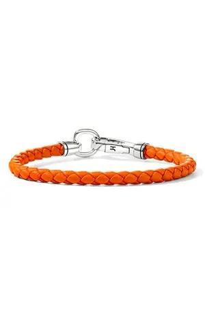 John Hardy Braided Leather Hook Clasp Bracelet