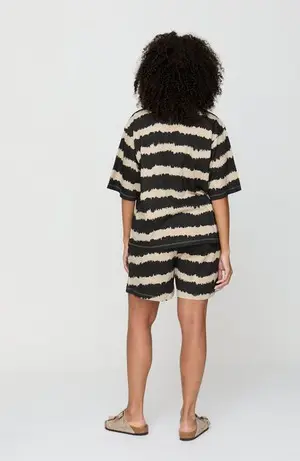 TURTLEDOVE LONDON Organic Cotton Audrey Printed Shorts - Black Stripes
