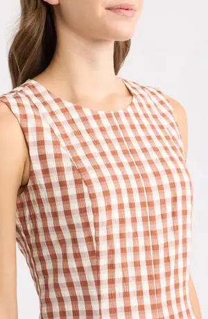 TAHARI ASL Gingham Sleeveless Peplum Top