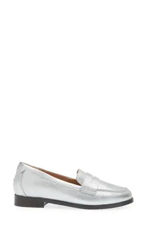 FRANKIE4 Classic Leather Penny Loafers - Silver Tumbled