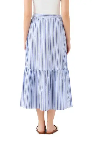 Karen Kane Striped Tiered Cotton Skirt With Ruffle