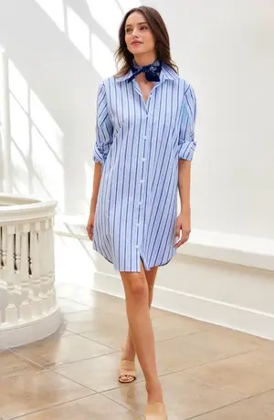 Karen Kane Striped Cotton Blend Shirtdress