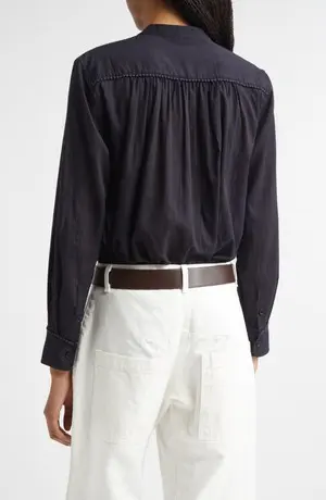 NILI LOTAN Clarys Shirred Yoke Top - Midnight