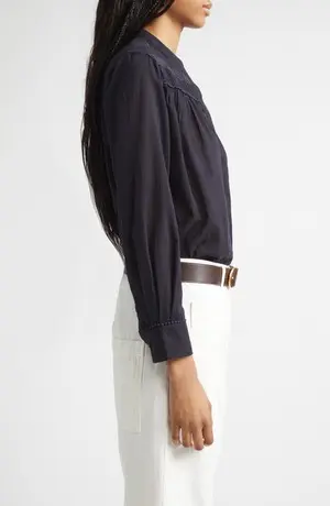 NILI LOTAN Clarys Shirred Yoke Top - Midnight