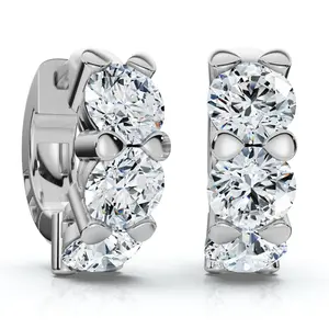 BLISS DIAMOND 3ct Diamond Lab Grown Diamond Huggie Hoop Earrings - Silver