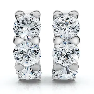 BLISS DIAMOND 3ct Diamond Lab Grown Diamond Huggie Hoop Earrings