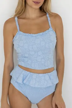 Geode Swimwear Azure Tankini Top - Blue