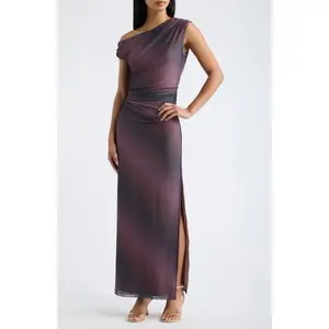 Line & Dot Finley Ruched Mesh Maxi Dress