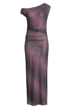 Line & Dot Finley Ruched Mesh Maxi Dress