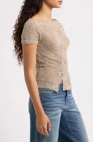 BDG URBAN OUTFITTERS Rue Asymmetrical Button Top - Beige