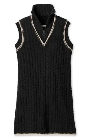 UGG Rylynn Sleeveless Quarter-zip Cable-knit Minidress - Black